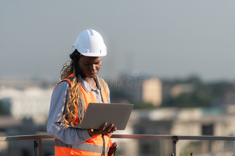 Engineer Working on a Building Site the Telephone and Internet Network ...