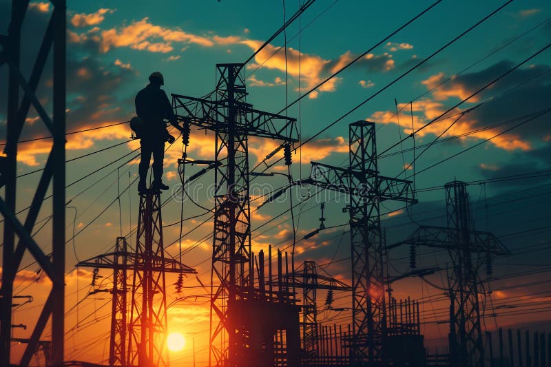 Engineer Working Check System of Power Distribution Electric Station ...