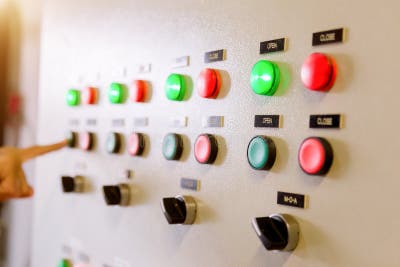 Engineer Working on Checking and Maintenance Electrical Equipment ...