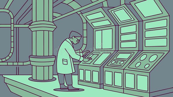 Engineer Working in a Complex Control Room, Vector Design Generative AI ...