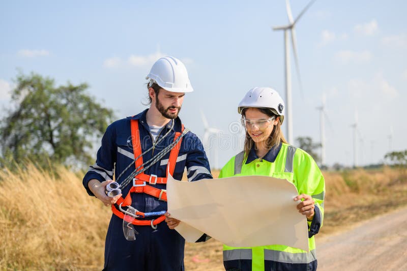 Engineer Working with Confident. Worker Outdoor Working. Mega Project ...