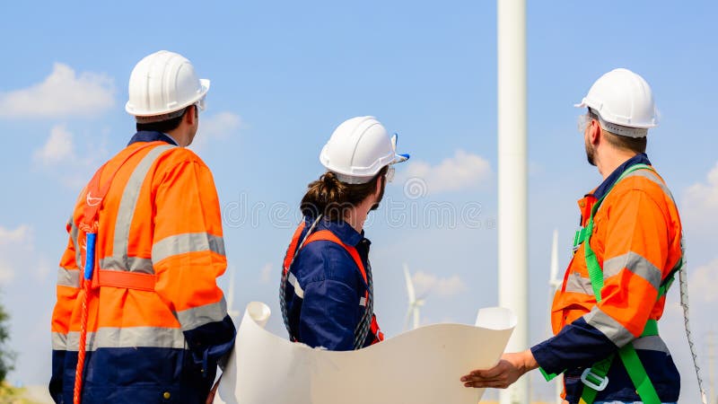 Engineer Working with Confident. Worker Outdoor Working. Mega Project ...