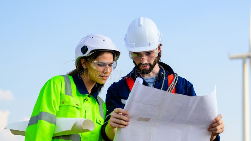 Engineer Working with Confident. Worker Outdoor Working. Mega Project ...