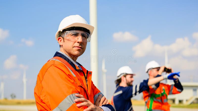 Engineer Working with Confident. Worker Outdoor Working. Mega Project ...