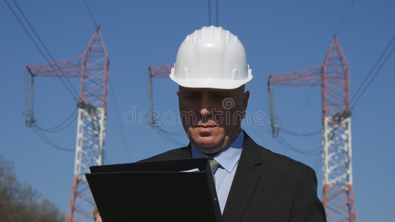 Engineer Working in Energy Industry Check Maintenance File Stock Photo ...