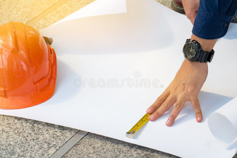 The engineer is working. stock image. Image of measuring - 185844467