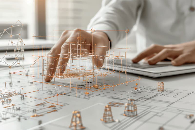 Engineer Working on Holographic Interface Stock Photo - Image of ...