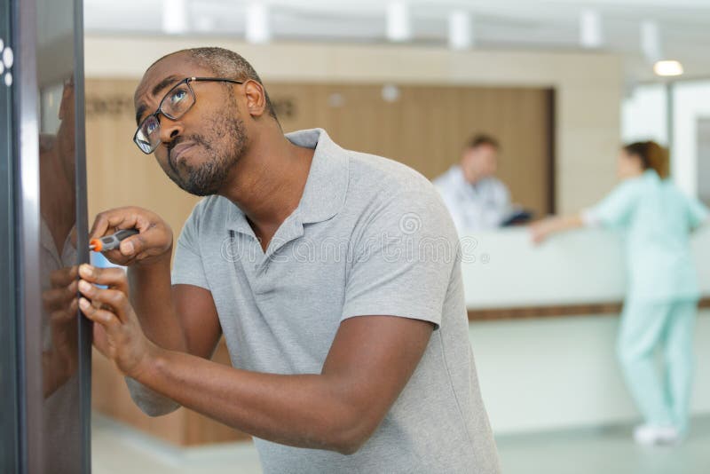Engineer Working at Hospital Stock Image - Image of draft, designer ...