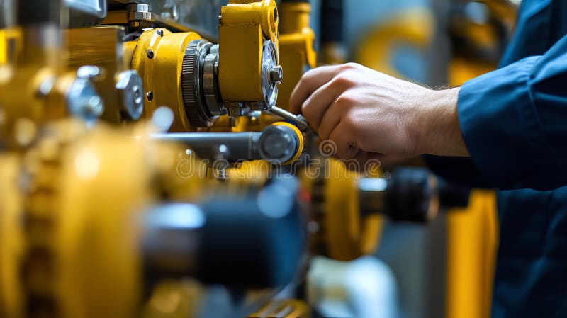 Engineer Working on Hydraulic System Components Stock Illustration ...