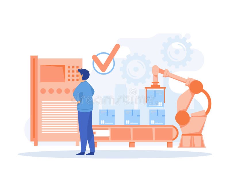 Engineer Working with Interactive Interface. Smart Industry, Stock ...