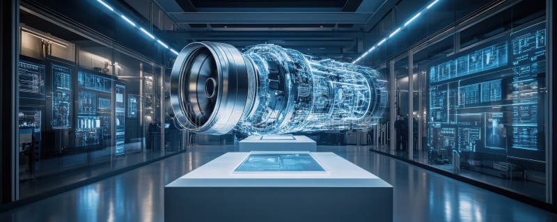 Engineer Working on Jet Engine Model in Advanced Technology Lab Stock ...