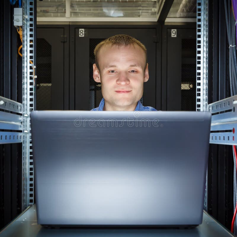 It Engineer Working on a Laptop Stock Photo - Image of male, install ...