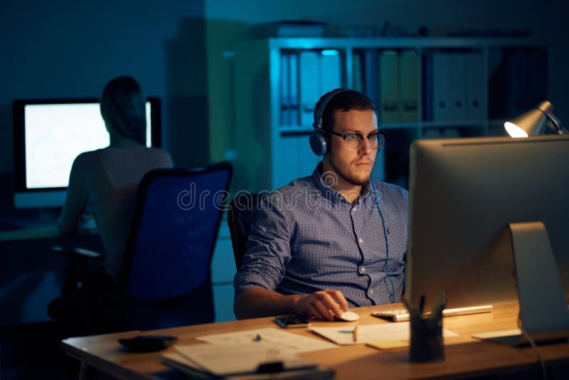 Engineer working late stock image. Image of deadline - 120526015
