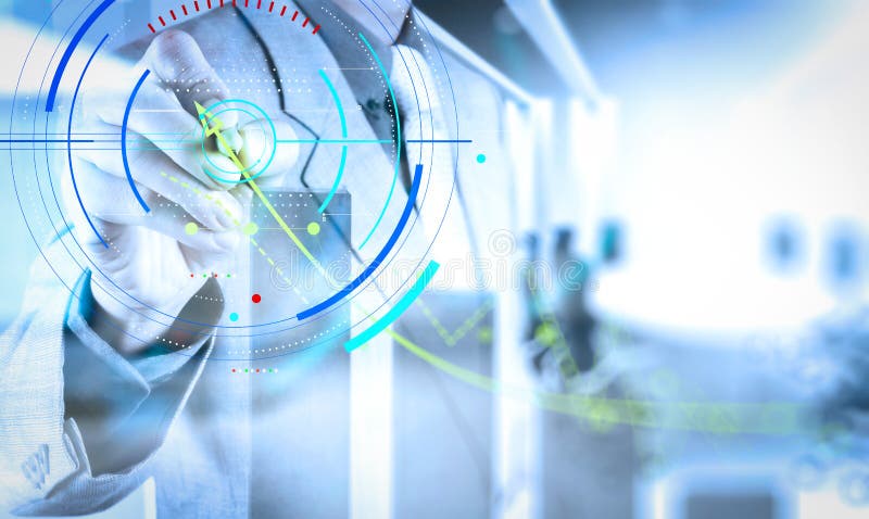 Engineer Working with New Computer Interface Show Building Development ...