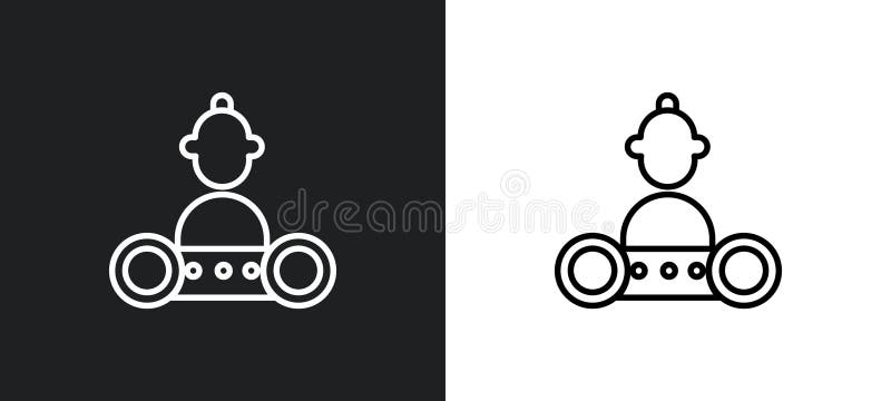 Engineer Working Outline Icon in White and Black Colors. Engineer ...