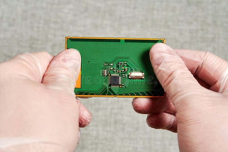 Engineer Working with PCB and Microchip in the Laboratory Stock Photo ...