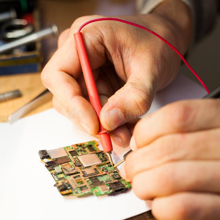Engineer working with PCB stock image. Image of testing - 69111095