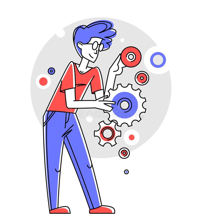 Engineer Working on a Project, Mechanic Specialist Doing His Job on ...