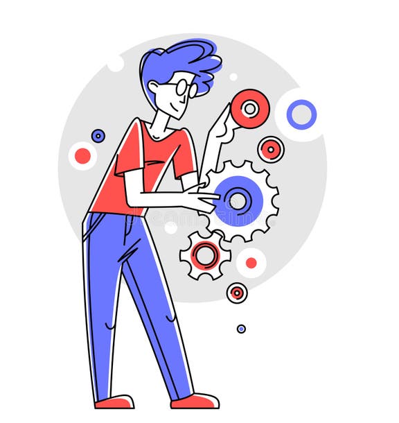 Engineer Working on a Project, Mechanic Specialist Doing His Job on ...