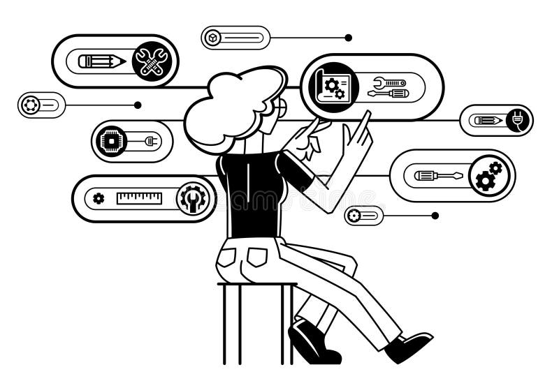 Engineer Working on a Project, Mechanic Specialist Doing His Job on ...