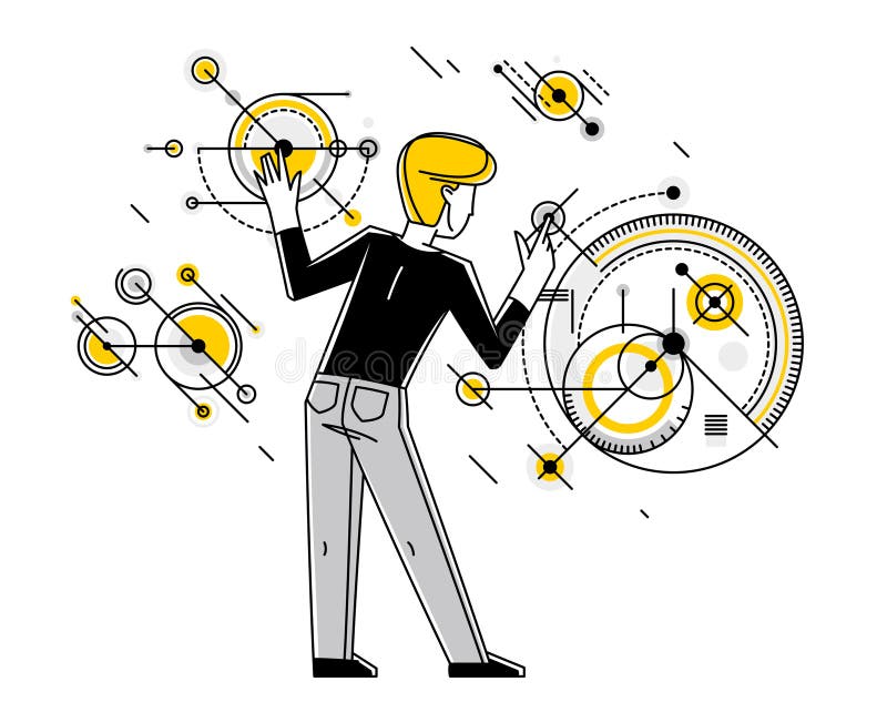 Engineer Working on a Project, Mechanic Specialist Doing His Job on ...