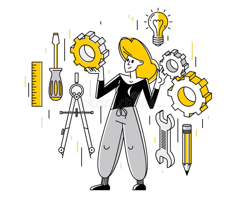 Engineer Working on a Project, Mechanic Specialist Doing His Job on ...