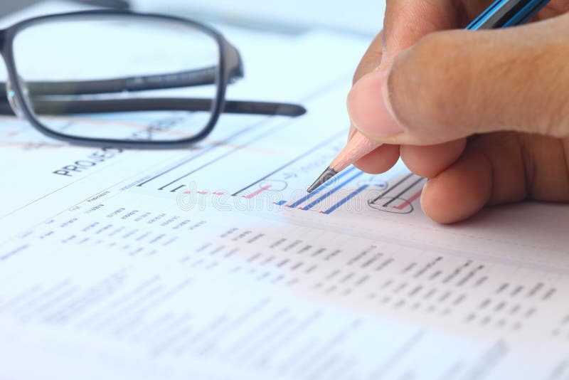 Engineer Working on Project Schedule, Gantt Chart. Stock Photo - Image ...