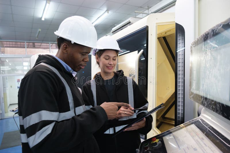 Engineer Working in Robotics Factory Stock Image - Image of engineer ...