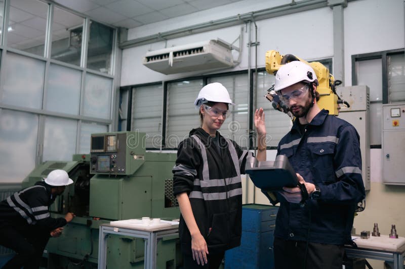 Engineer Working in Robotics Factory Stock Photo - Image of industrial ...