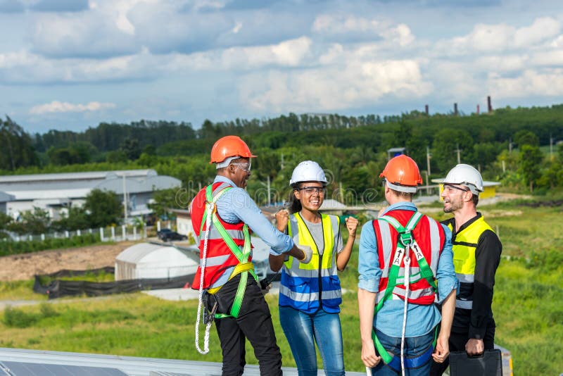 Engineer Working Setup Solar Panel at the Roof Top. Engineer or Worker ...
