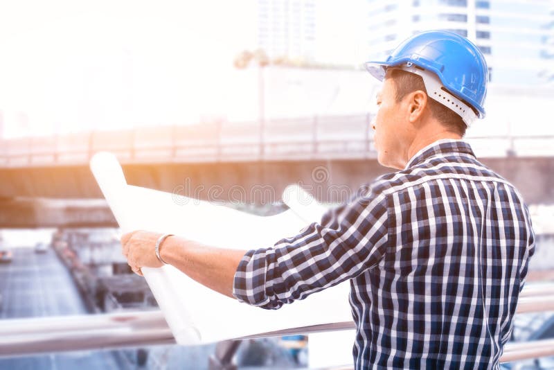 Engineer Working on the Successful Project Construction Stock Photo ...