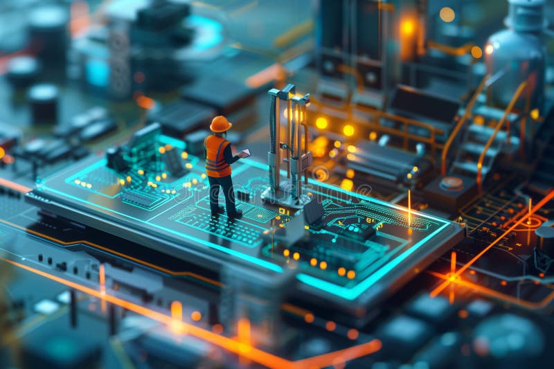 Engineer Working on Visualization of To Control Factory Facility ...