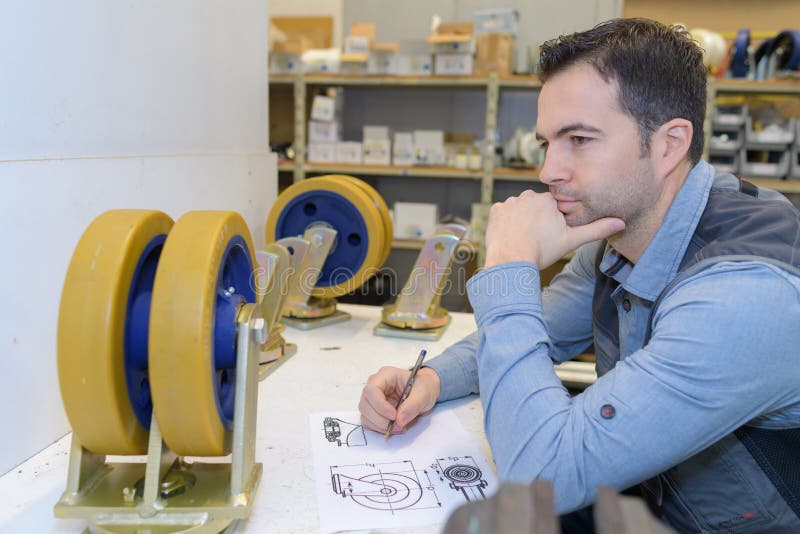 Engineer Working on Wheel Project Stock Image - Image of precision ...