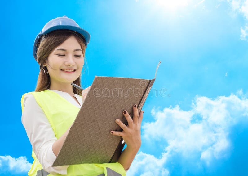 Engineer Working and Writing Report Stock Photo - Image of background ...