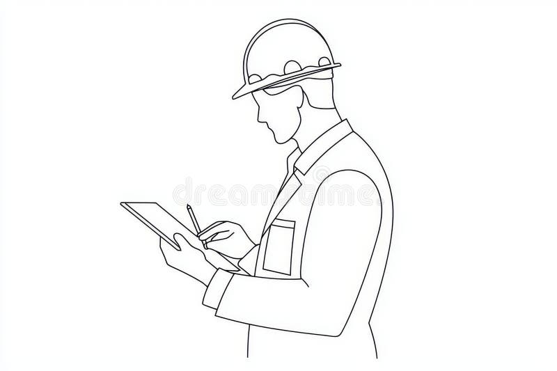 The Engineer Works at a Construction Site. the Engineer Wearing a ...