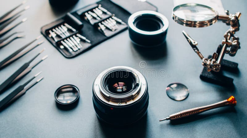 Engineer Workshop Photo Camera Lens Repair Tools Stock Image - Image of ...