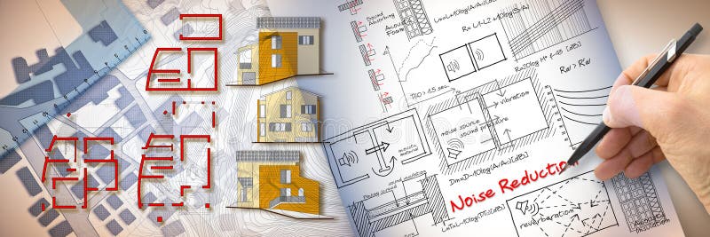 Engineer Writing Formulas about Noise Reduction in Buildings Structures ...