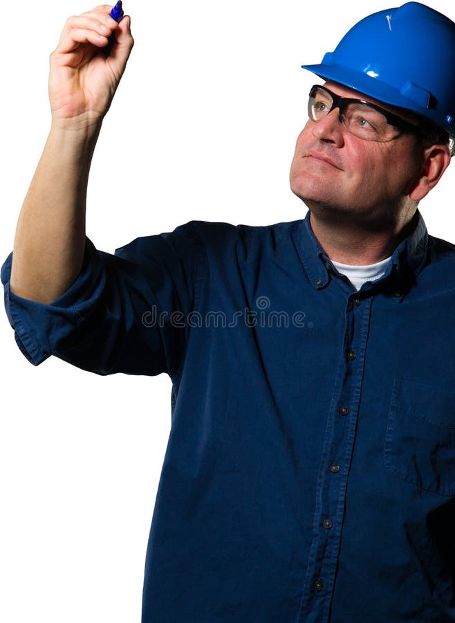 Engineer Writing on a Translucent Whiteboard Stock Photo - Image of ...
