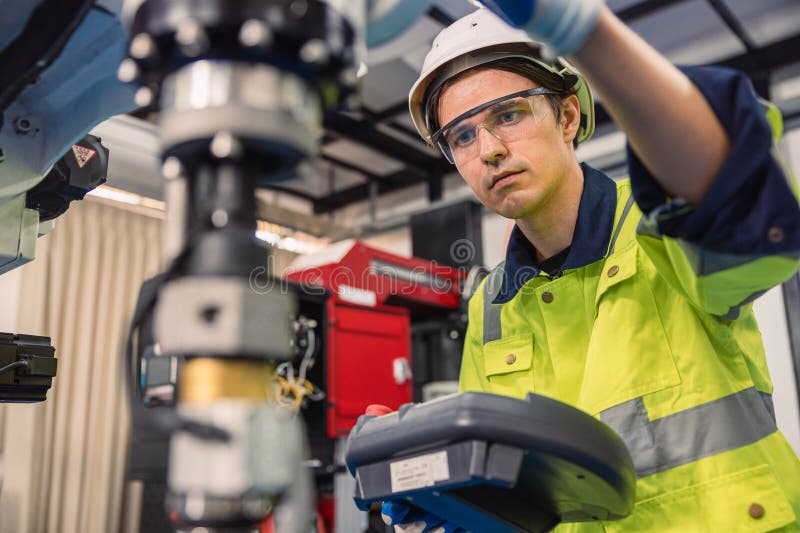 Engineer Young Man University Student Learn To Control Operate Industry ...