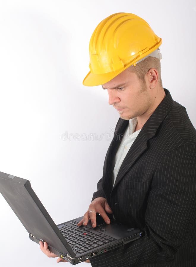 Contractor with Laptop stock image. Image of person, electrician - 4934167