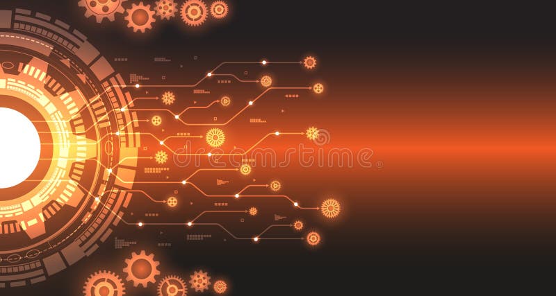 Engineered Gear Pattern with Glowing Halo, Tech-style Orange Background ...