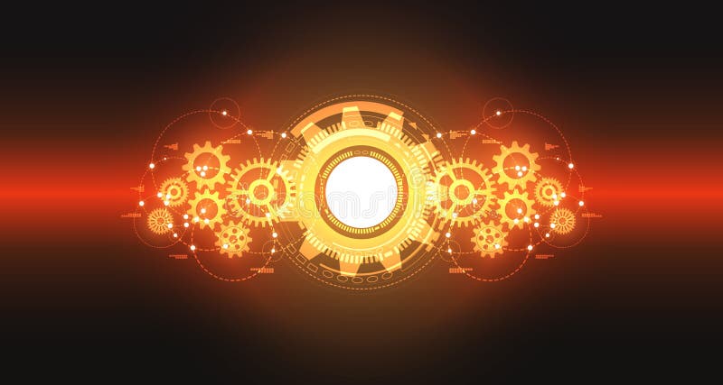 Engineered Gear Pattern with Glowing Halo, Tech-style Orange Background ...