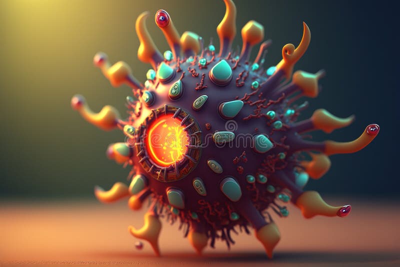 Engineered Virus Cell 3D Cartoon Style Stock Illustration ...