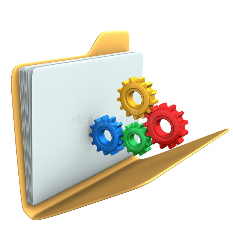 Folder Icon with Gear Wheel and Hammer Stock Illustration ...
