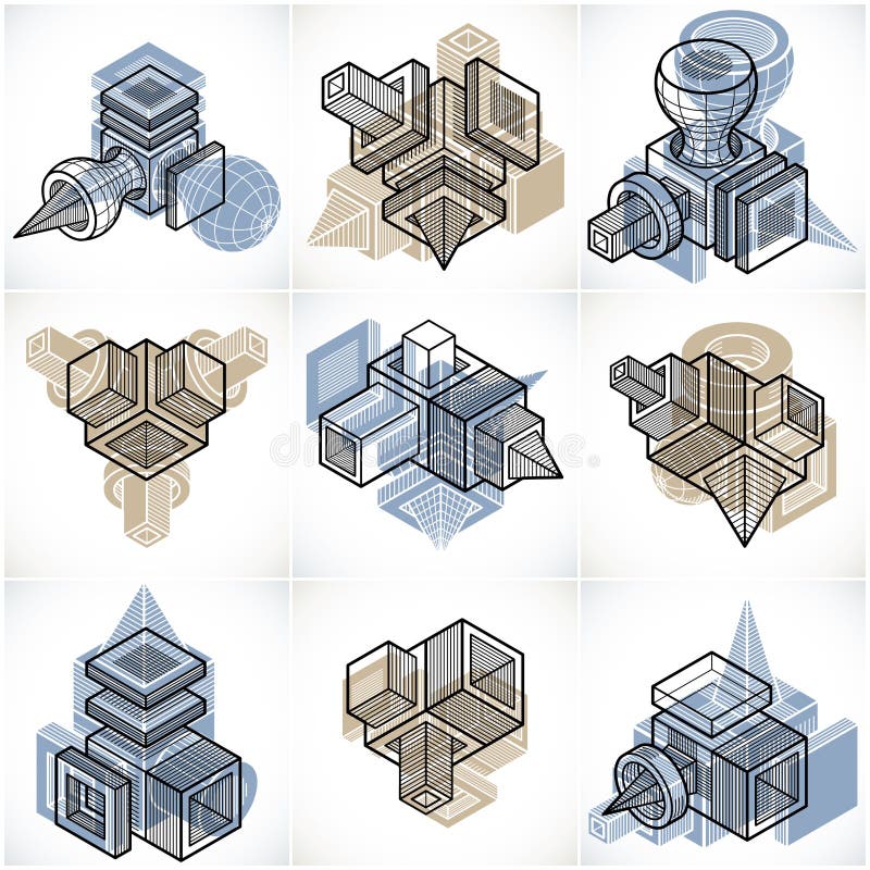 Engineering Abstract Geometric Shapes, Simple Set. Stock Vector ...