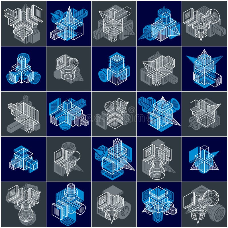 Engineering Abstract Geometric Shapes, Simple Vectors Set. Stock Vector ...