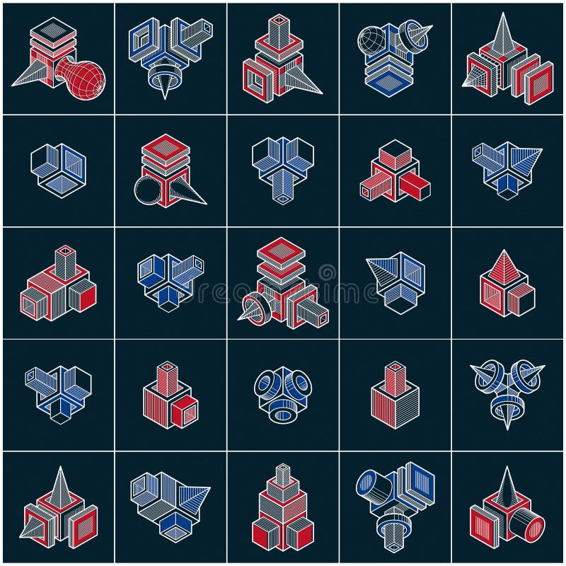 Engineering Abstract Geometric Shapes, Simple Vectors Set. Stock Vector ...