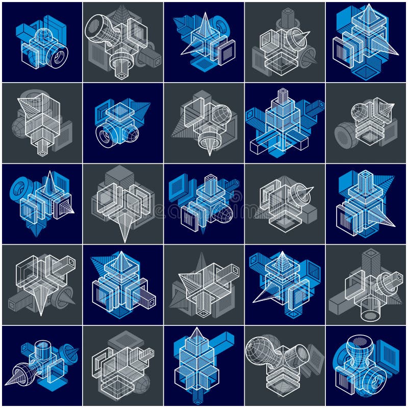 3D Engineering Vectors, Abstract Shapes Collection. Stock Vector ...