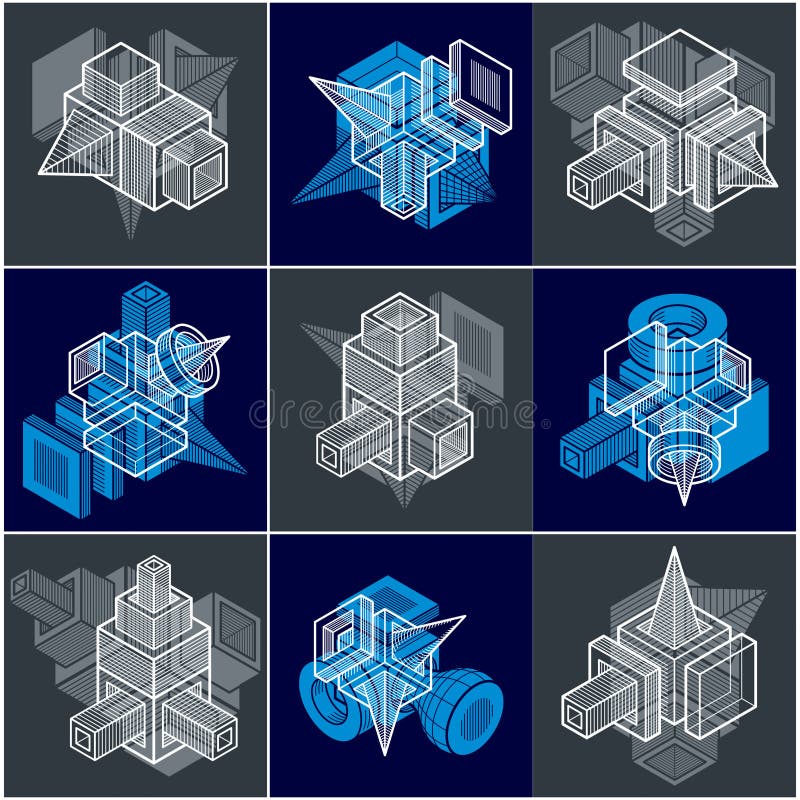 Engineering Abstract Geometric Shapes, Simple Vectors Set. Stock Vector ...