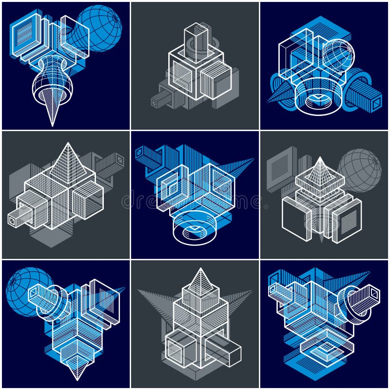 Engineering Abstract Geometric Shapes, Simple Vectors Set Stock Vector ...